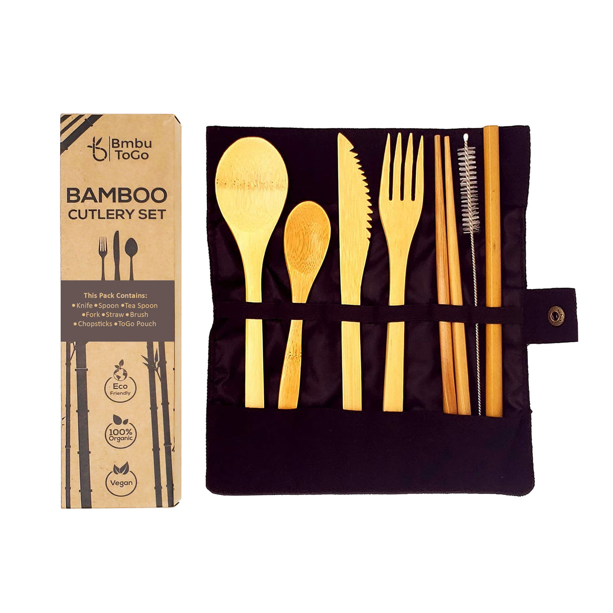 Bmbu ToGo Bamboo Cutlery Set | Bamboo Travel Utensils | Reusable Cutle ...